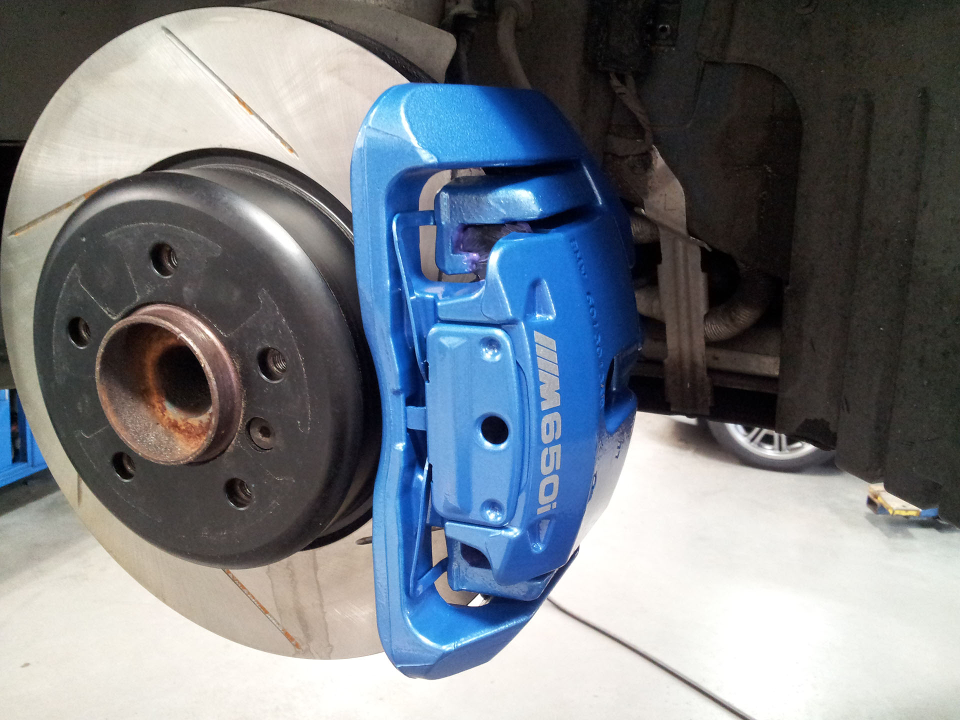 6 series powder coat blue calipers, stop tech slotted rotors | Budds ...